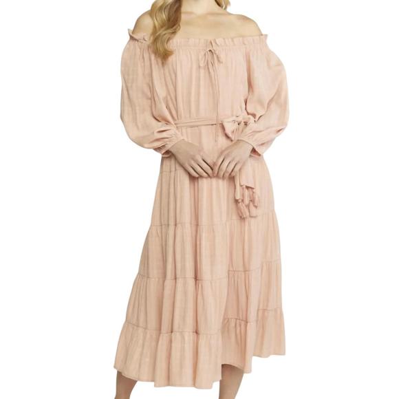 entro | Dresses | New Entro Offtheshoulder Midi Dress In Peach | Poshmark
